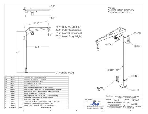 Hackney Truck Body Rear Door Electric Hoist Kit SKU: 130032 ...