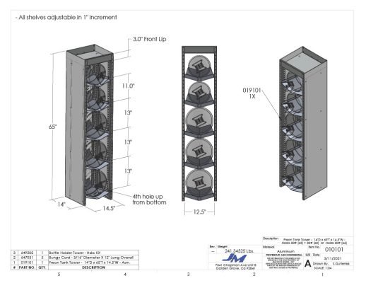 Freon Tank Tower 14″D x 65″T x 14.5″W SKU: 010101 – PlumbingVans.com