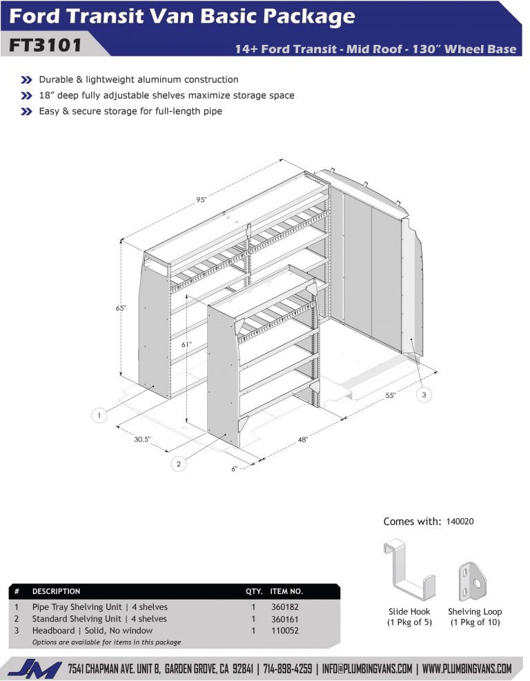 Transit Mid-Roof 130WB Basic Package – PlumbingVans.com